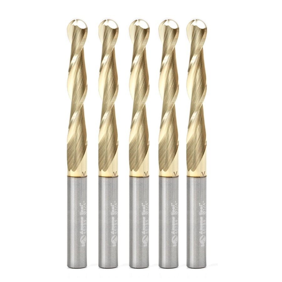 Carving Straight Ball Nose CNC Router Bit | 0.10° x 1⁄4 Dia x 1⁄8 Radi ...