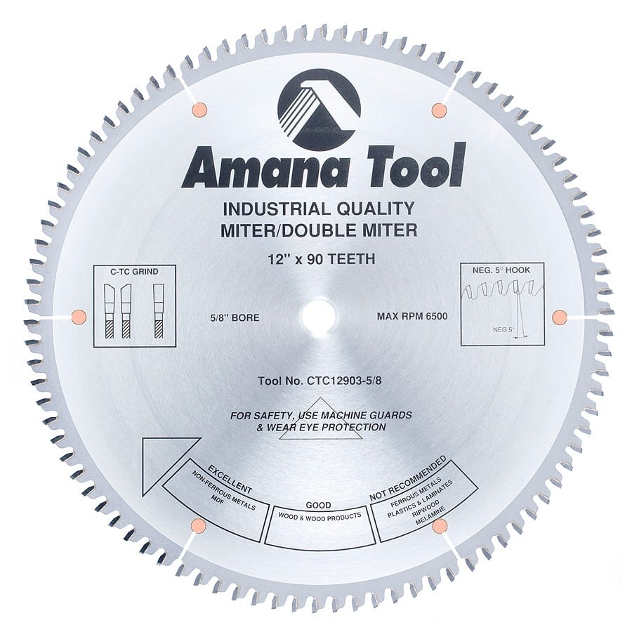 Miter / Double Miter Blade - 12" Dia x 90T C-TCG - 5° - 5⁄8 Bore | CTC ...
